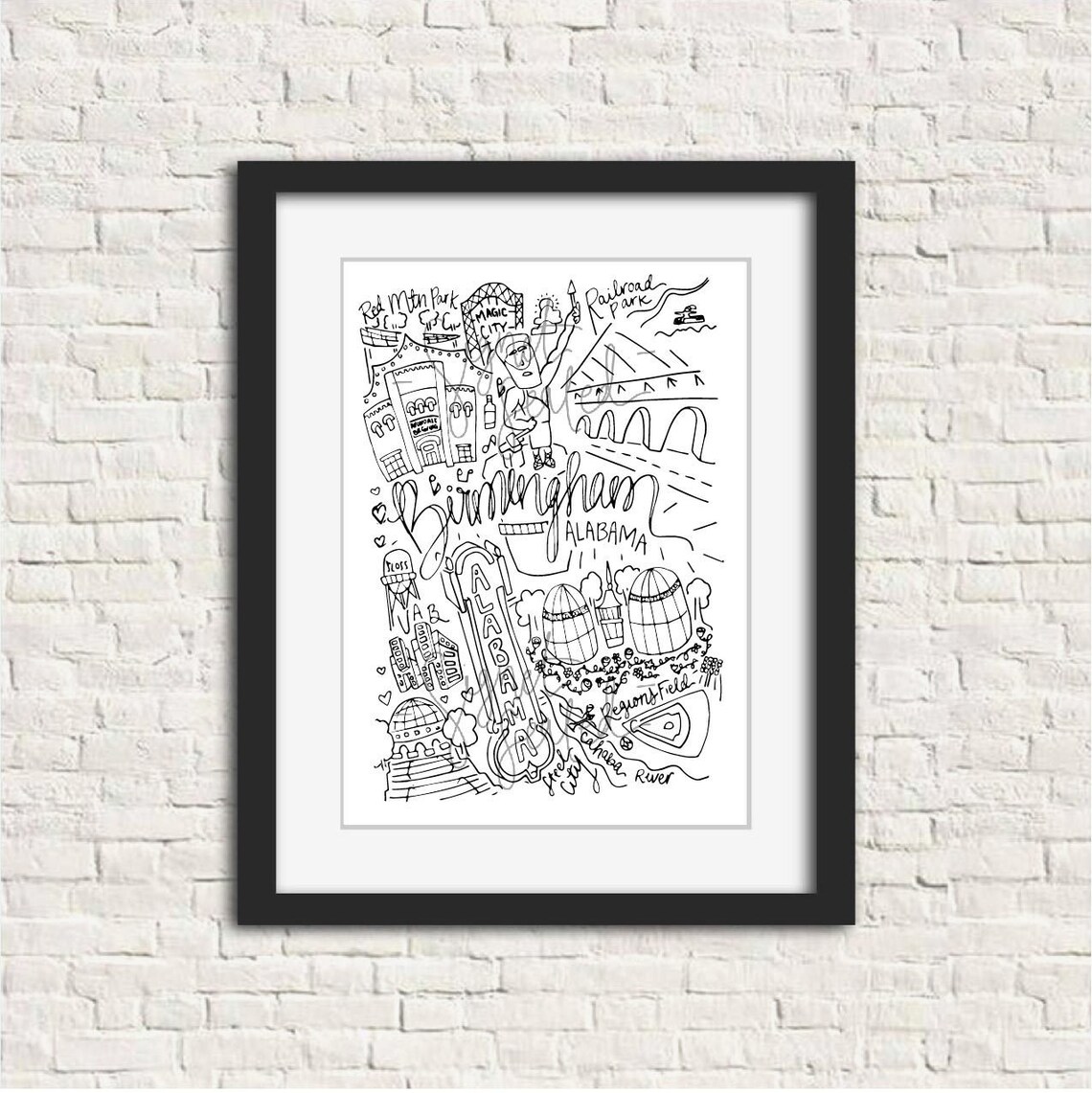Birmingham Black and White Digital Download Art Print - Etsy