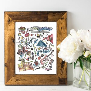 Memphis, Tennessee Watercolor Wall Art Illustration Print Gift 8x10 ...