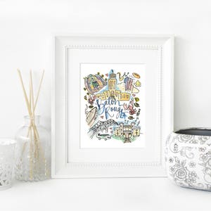 Baton Rouge, LA Louisiana Art Print 8x10 Watercolor City Illustration ...