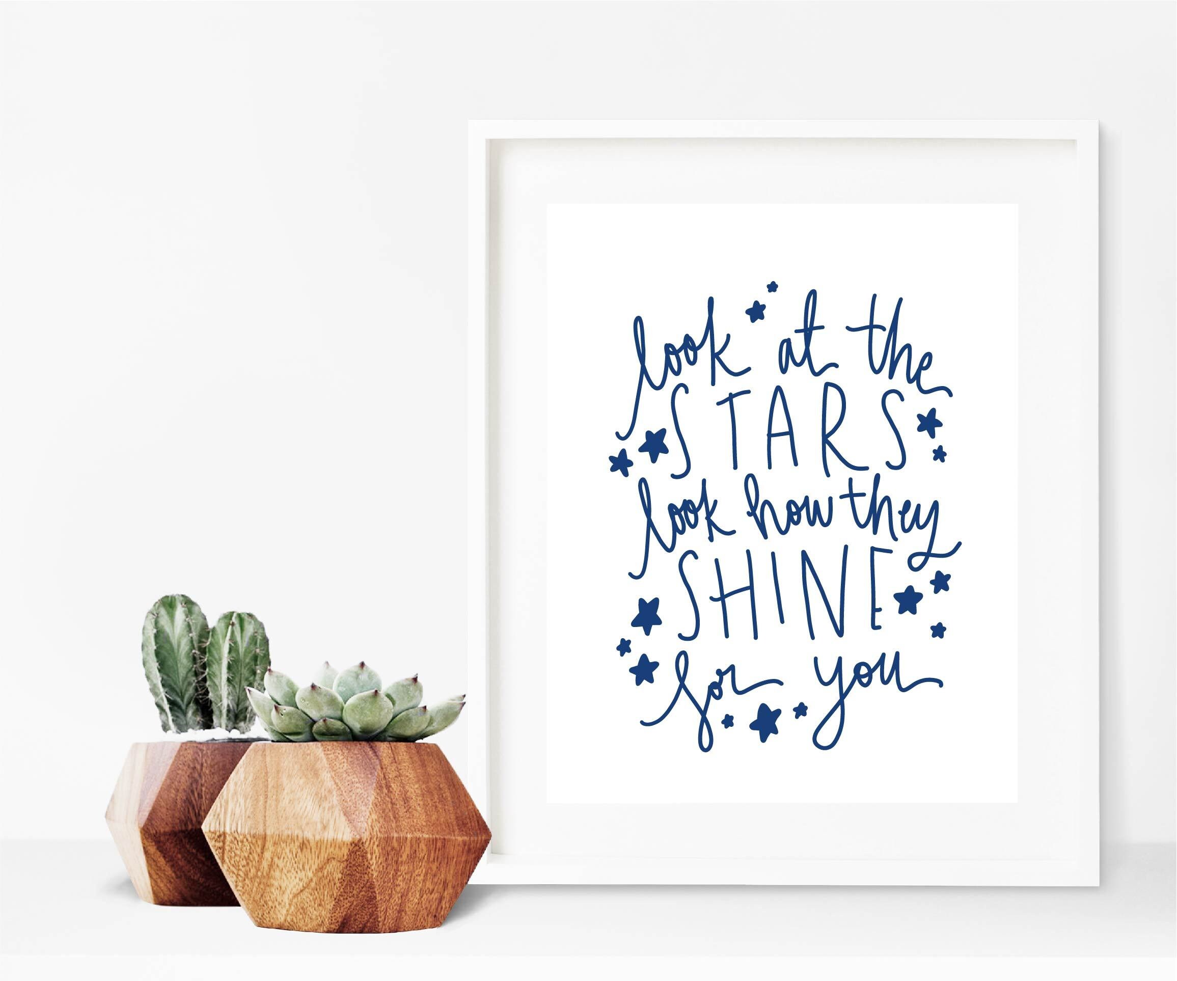 PRINTABLE // Look at the Stars Digital Download Art Print | Etsy