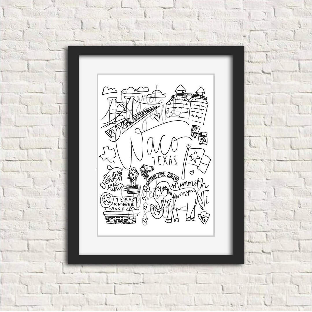 Waco Black and White Digital Download Art Print - Etsy