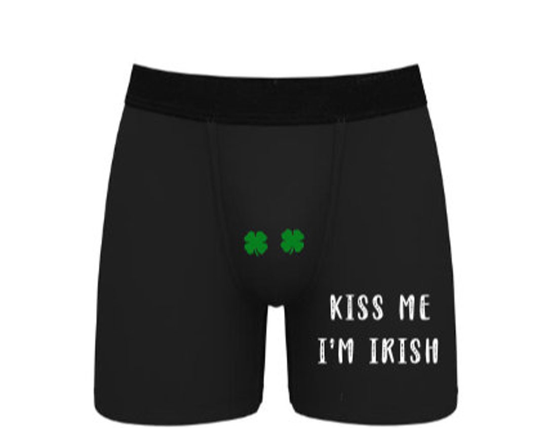 Kiss Me I'm Irish Boxer Briefs, St. Patrick's Day Underwear, Shamrock ...