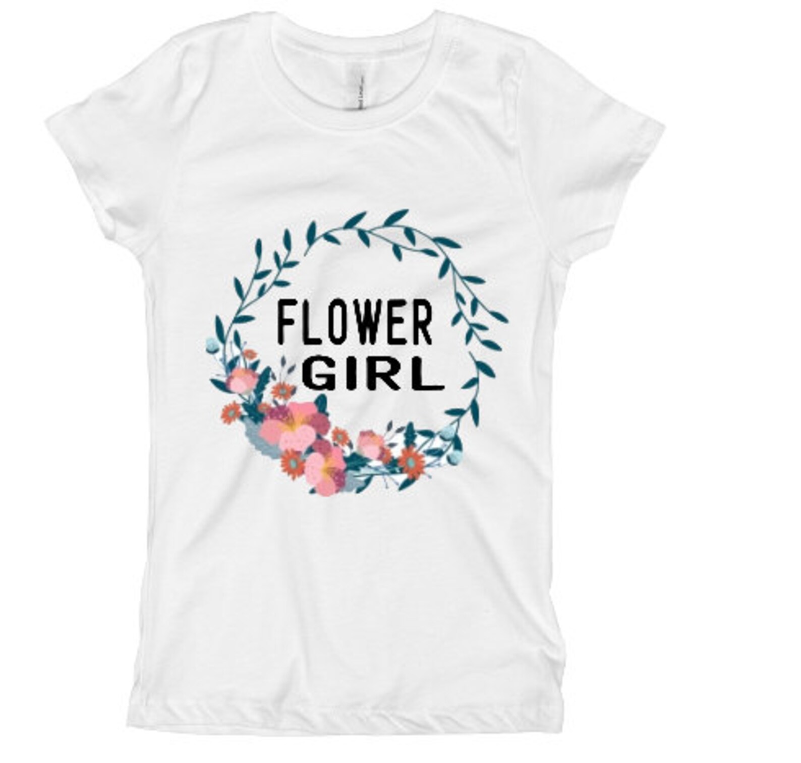 Flower Girl Floral Wreath Tee Shirt/ Wedding Shirt for Flower | Etsy
