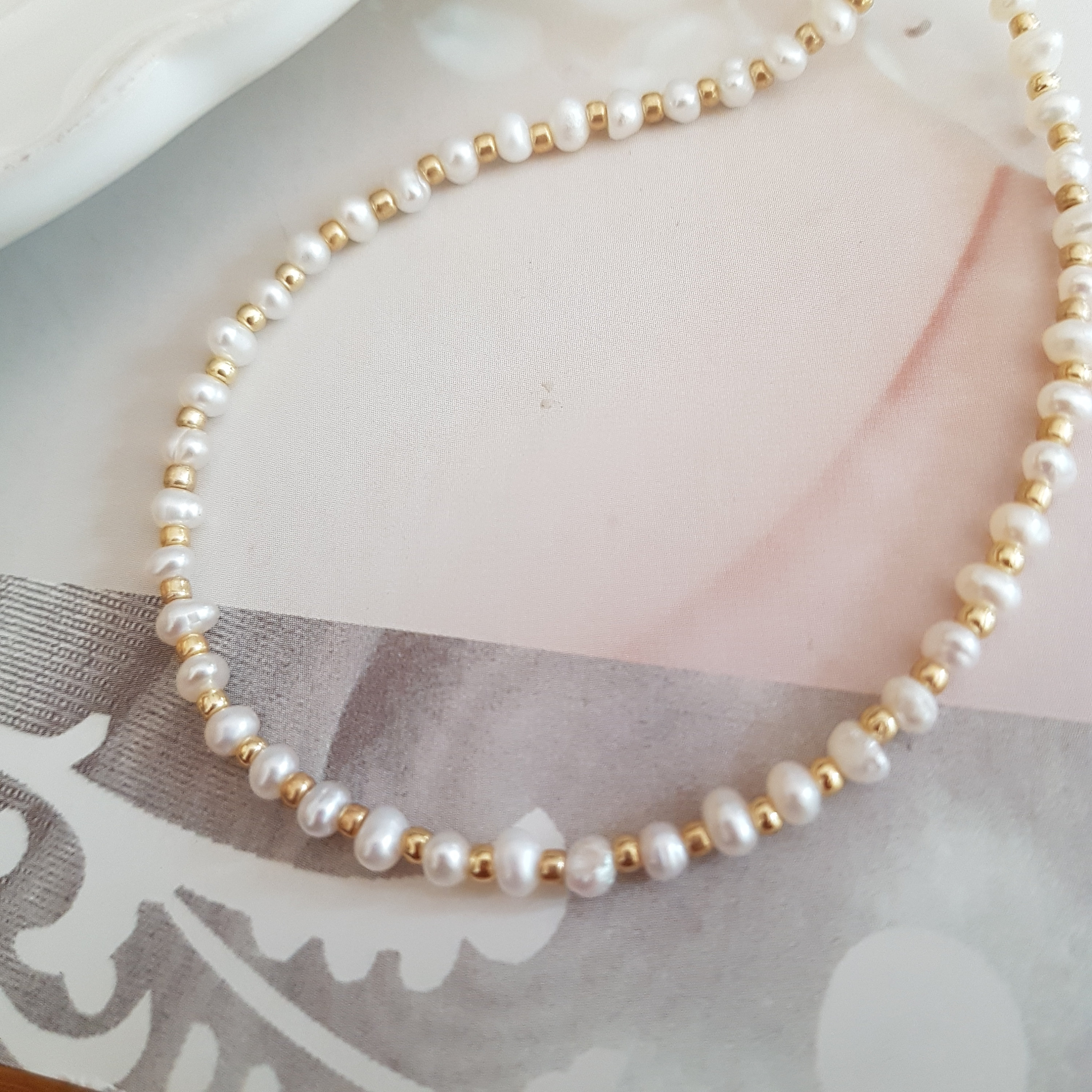 Tiny Freshwater Pearl Necklace Choker 14k Gold Fill Or Sterling Silver