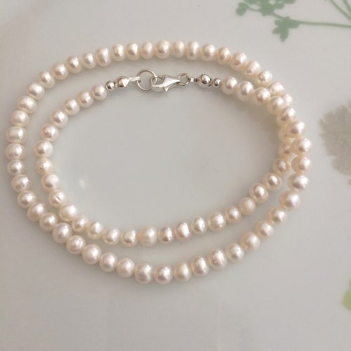 Tiny Freshwater Pearl Choker Necklace Sterling Silver Gold Fil Etsy