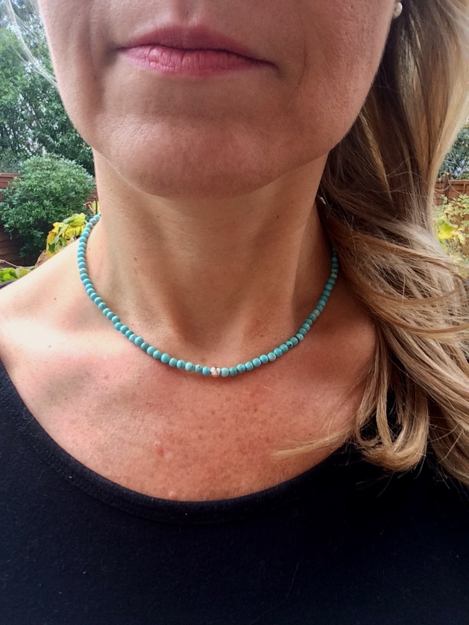 Turquoise Choker Necklace Sterling Silver Blue Turquoise - Etsy