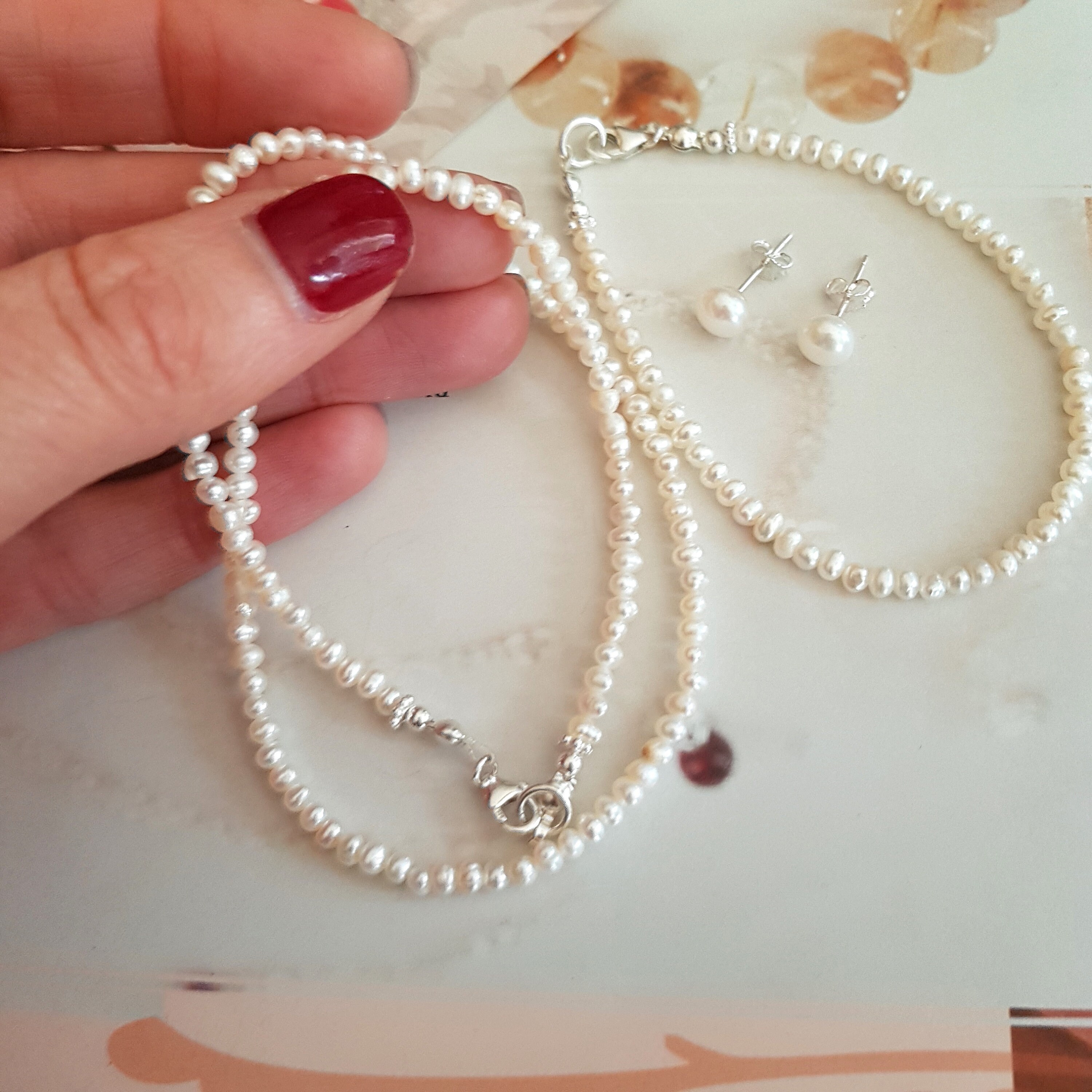 Tiny Freshwater Pearl Necklace Choker Gold Fill Or Sterling Silver