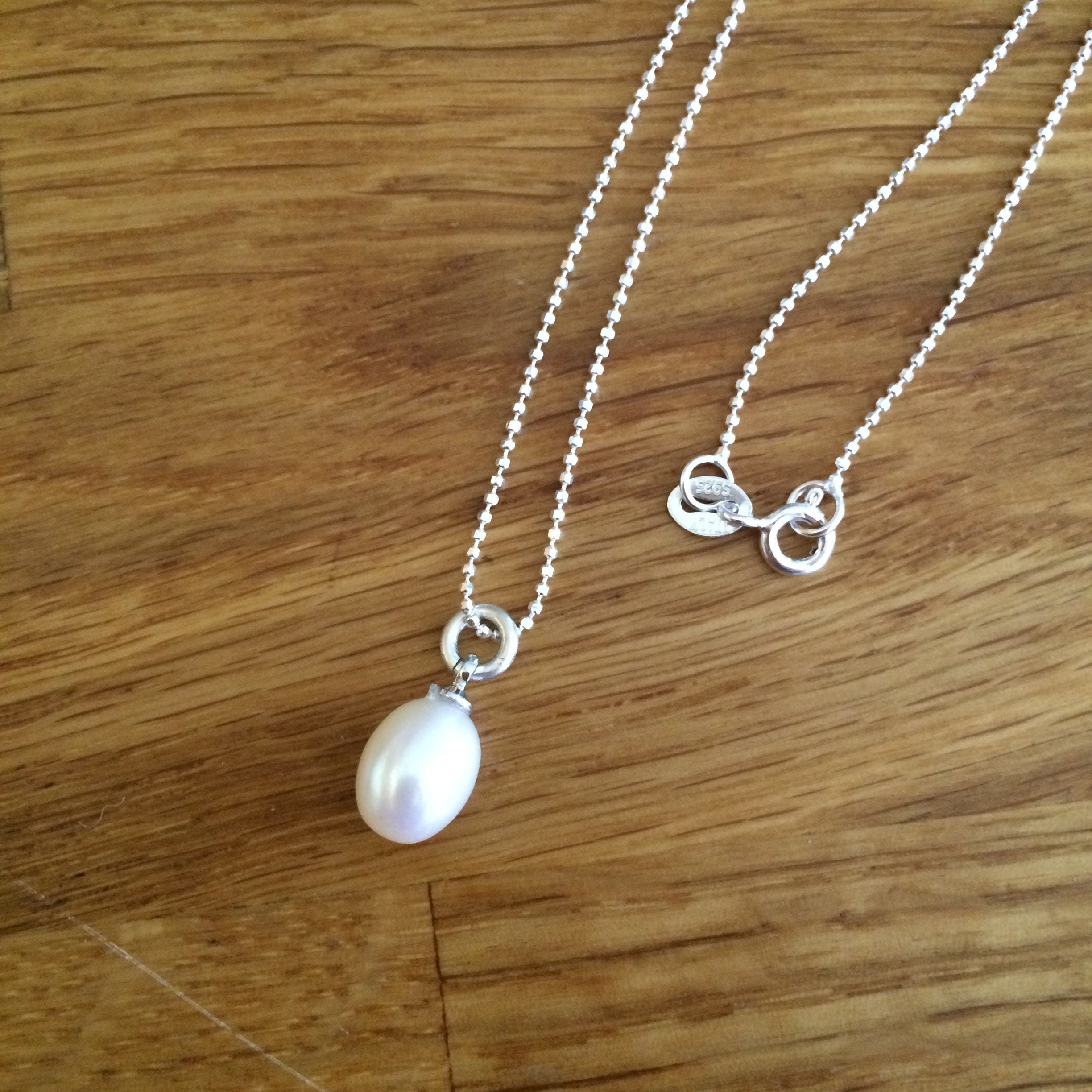 Freshwater Pearl Drop Necklace Choker Sterling Silver White Pearl