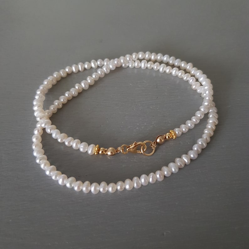 Freshwater Seed Pearl Necklace Choker Gold Fill Or Sterling Etsy Uk