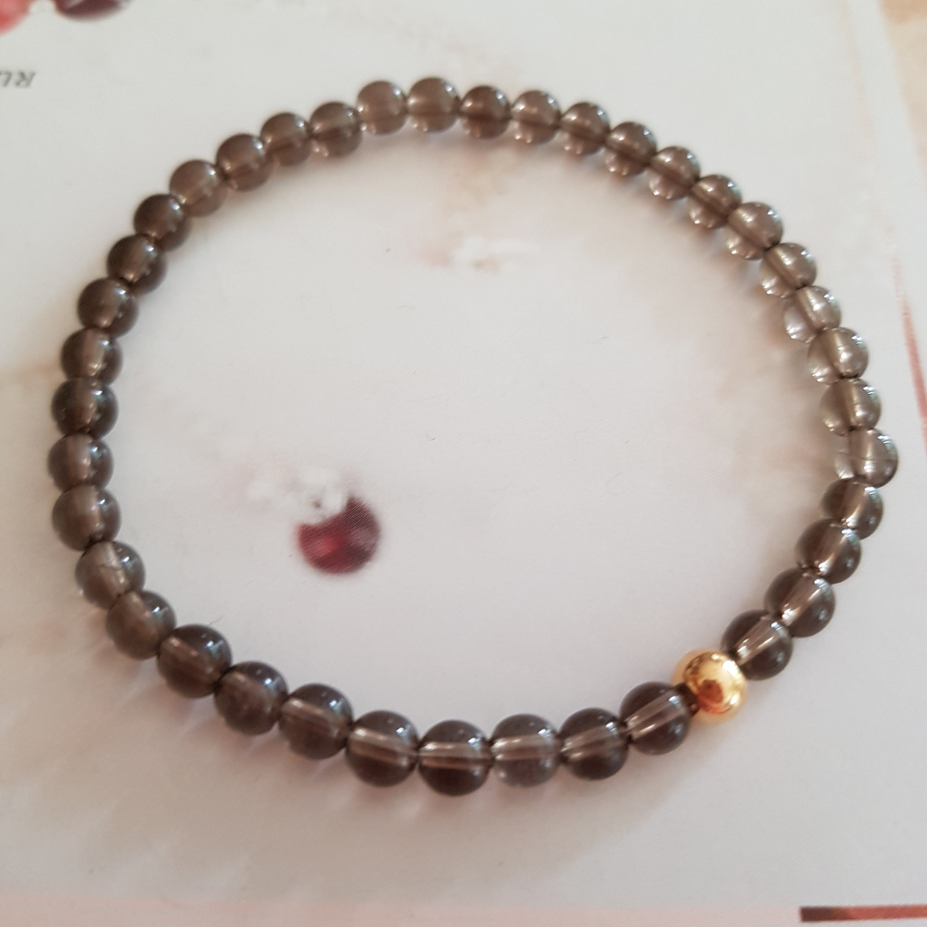 Smoky Quartz stretch Bracelet Sterling Silver or 14K Gold Fill tiny 4mm ...
