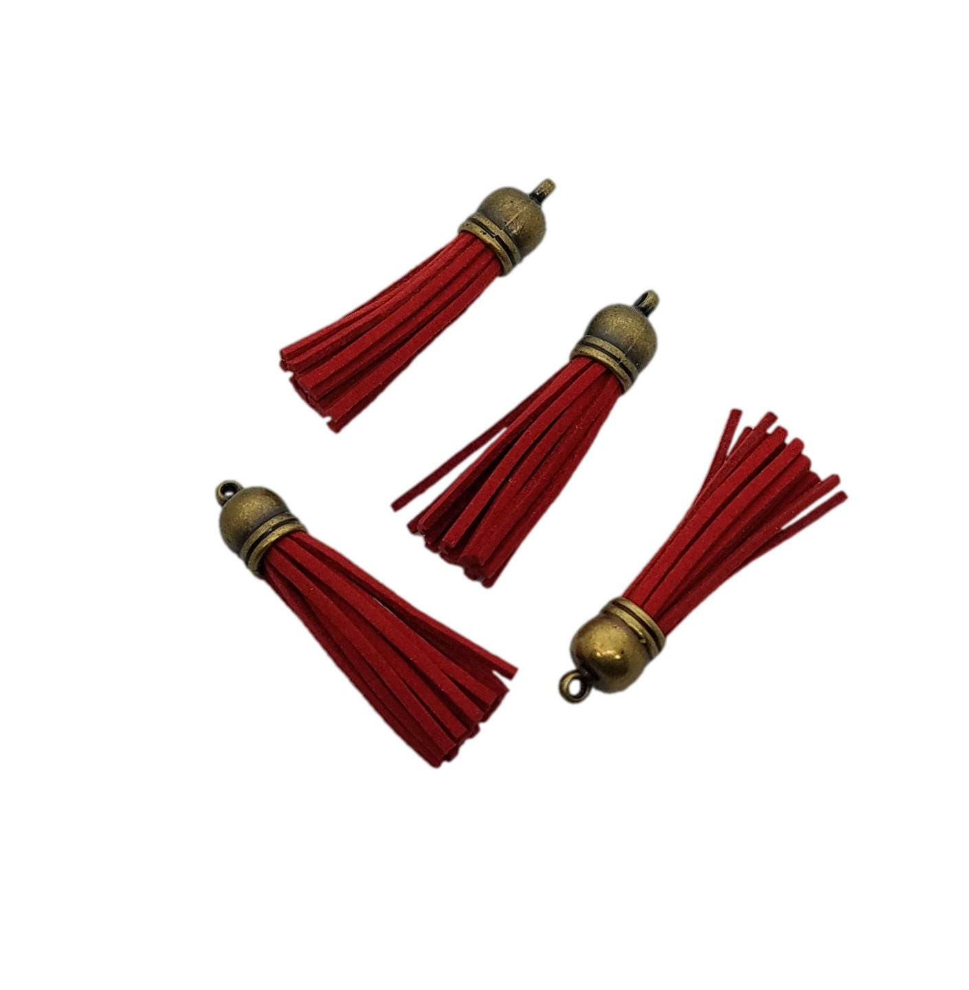 10 Dark Red Tassels with Bronze Caps 58mm Long | Etsy