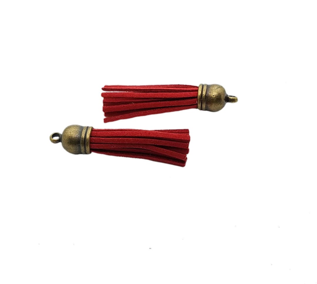 10 Dark Red Tassels With Bronze Caps 58mm Long - Etsy