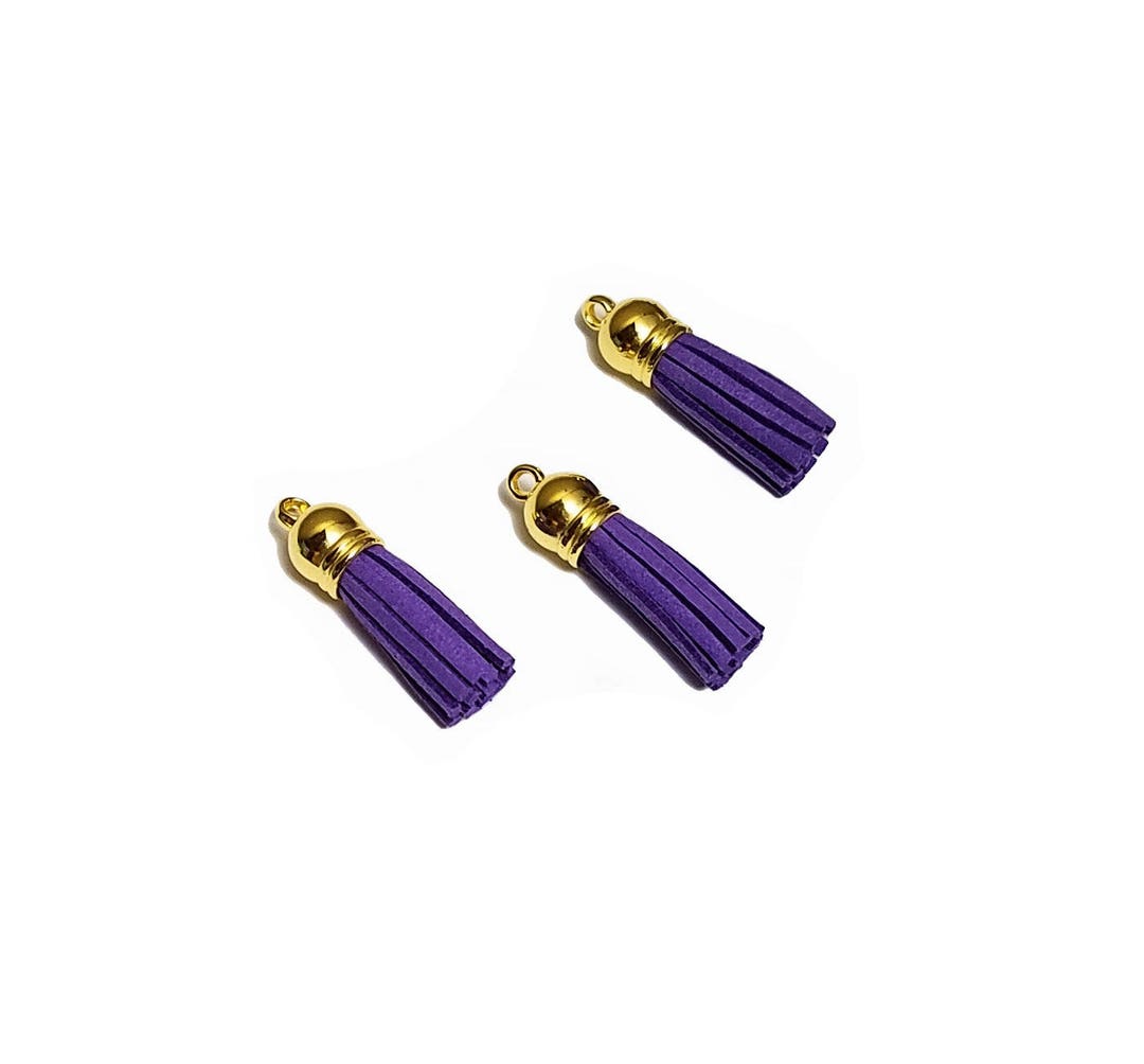 Purple Tassels With Gold Caps 12 or 25 Small Tassel Charms - Etsy