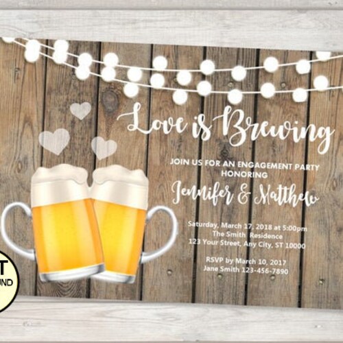 Editable Love is Brewing Invitation Bridal Shower Beer BBQ - Etsy