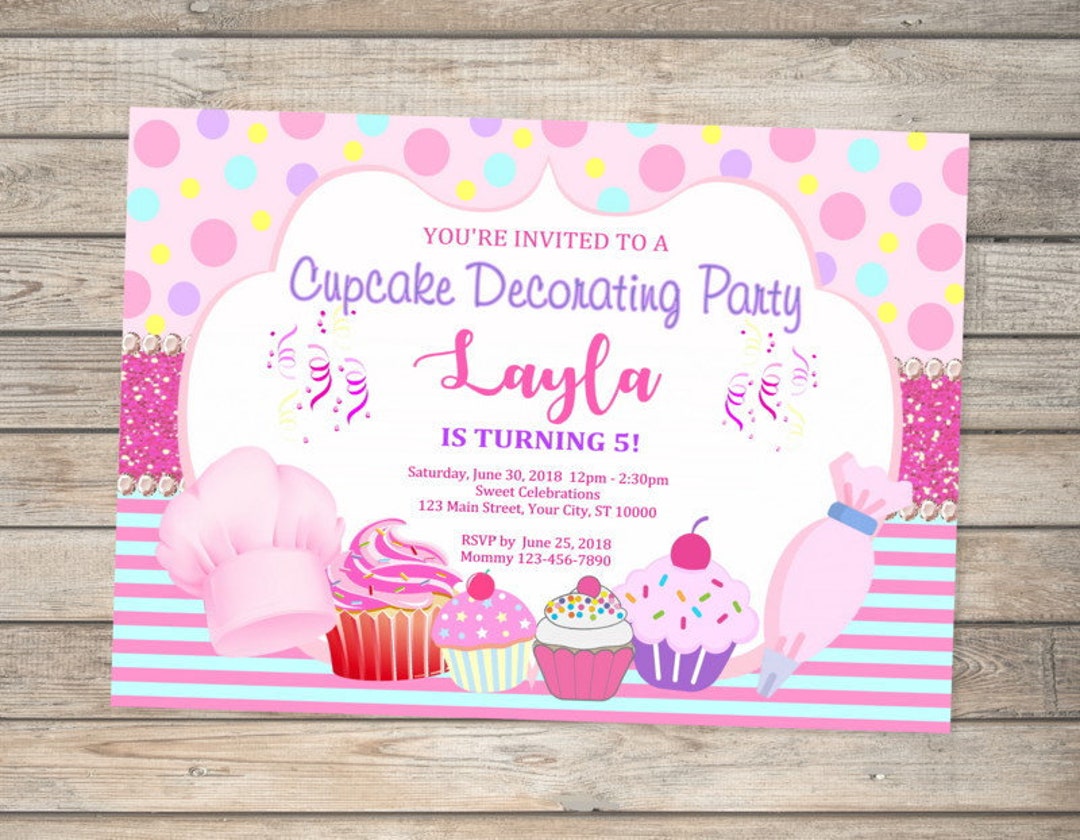 Cupcake Decorating Party Invitation, Cupcake Baking Party Invitation ...