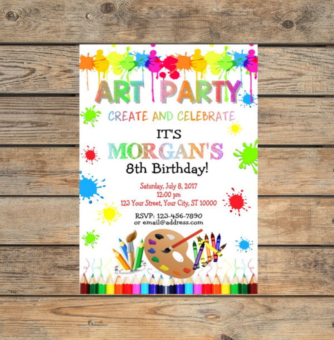 Art Party Invitation, Painting Party Invitation, Art Theme Birthday ...