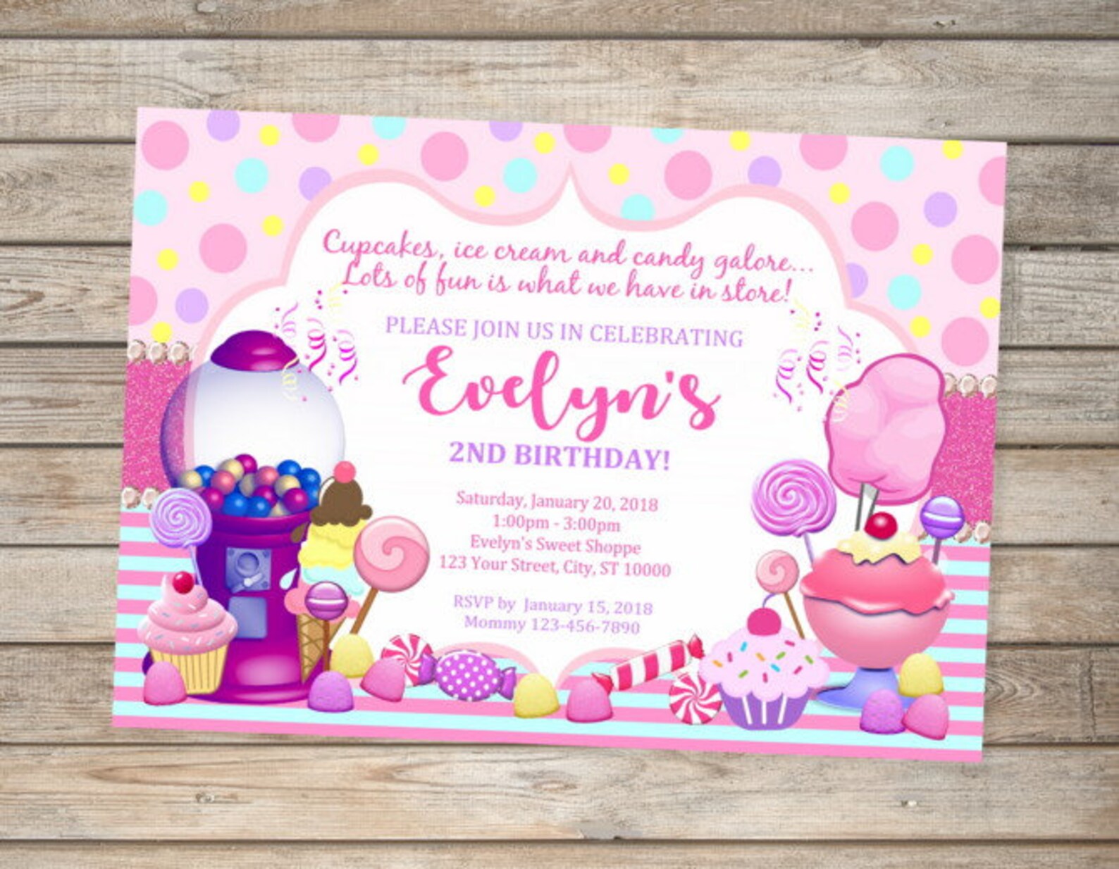 Candy Shoppe Invitation Sweet Shoppe Ice Cream Candy Shop | Etsy