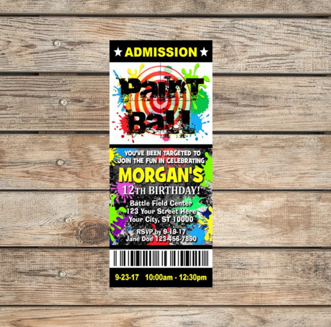 Paintball Party Invitation Custom Paint Ball Birthday Party - Etsy