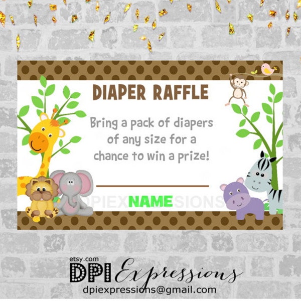 Safari Diaper Raffle - Etsy