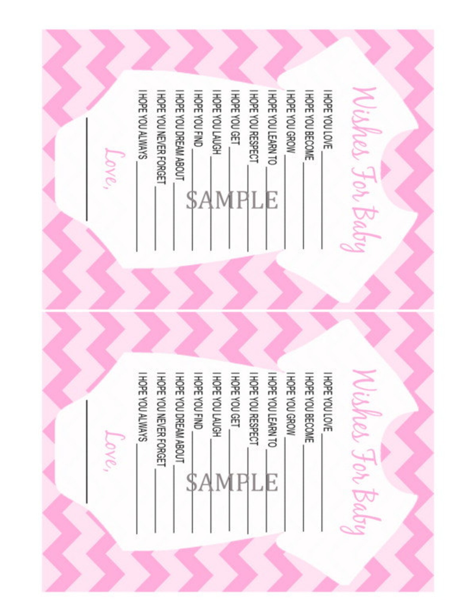 Printable Wishes for Baby Girl Baby Shower Game Baby | Etsy