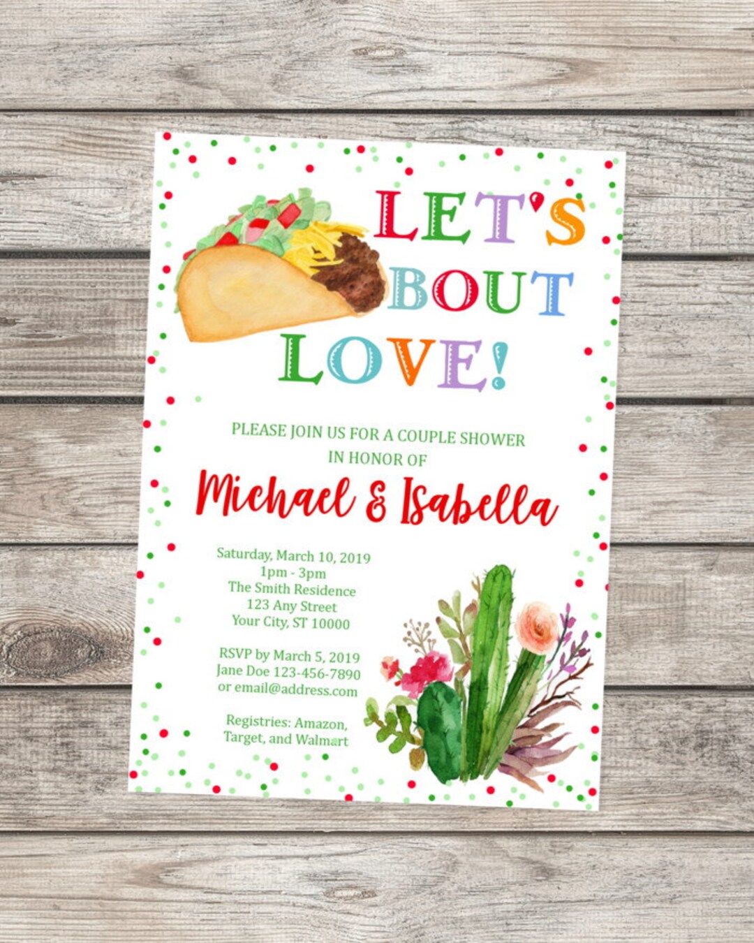 Let's Taco Bout Love Couple Shower Invitation, Fiesta Co-ed Shower ...
