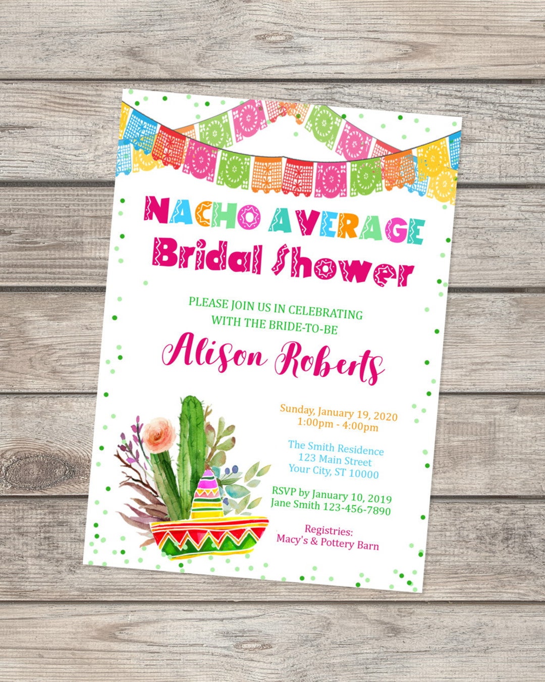 Nacho Average Bridal Shower Invitation, Fiesta Bridal Shower ...