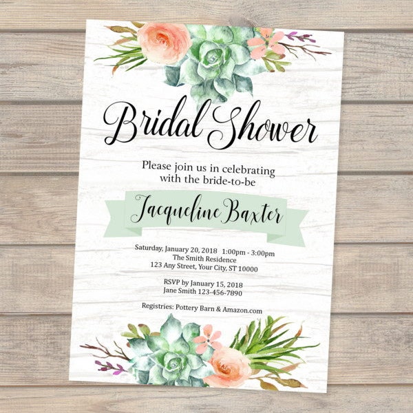 Succulent Bridal Shower Invitation - Etsy