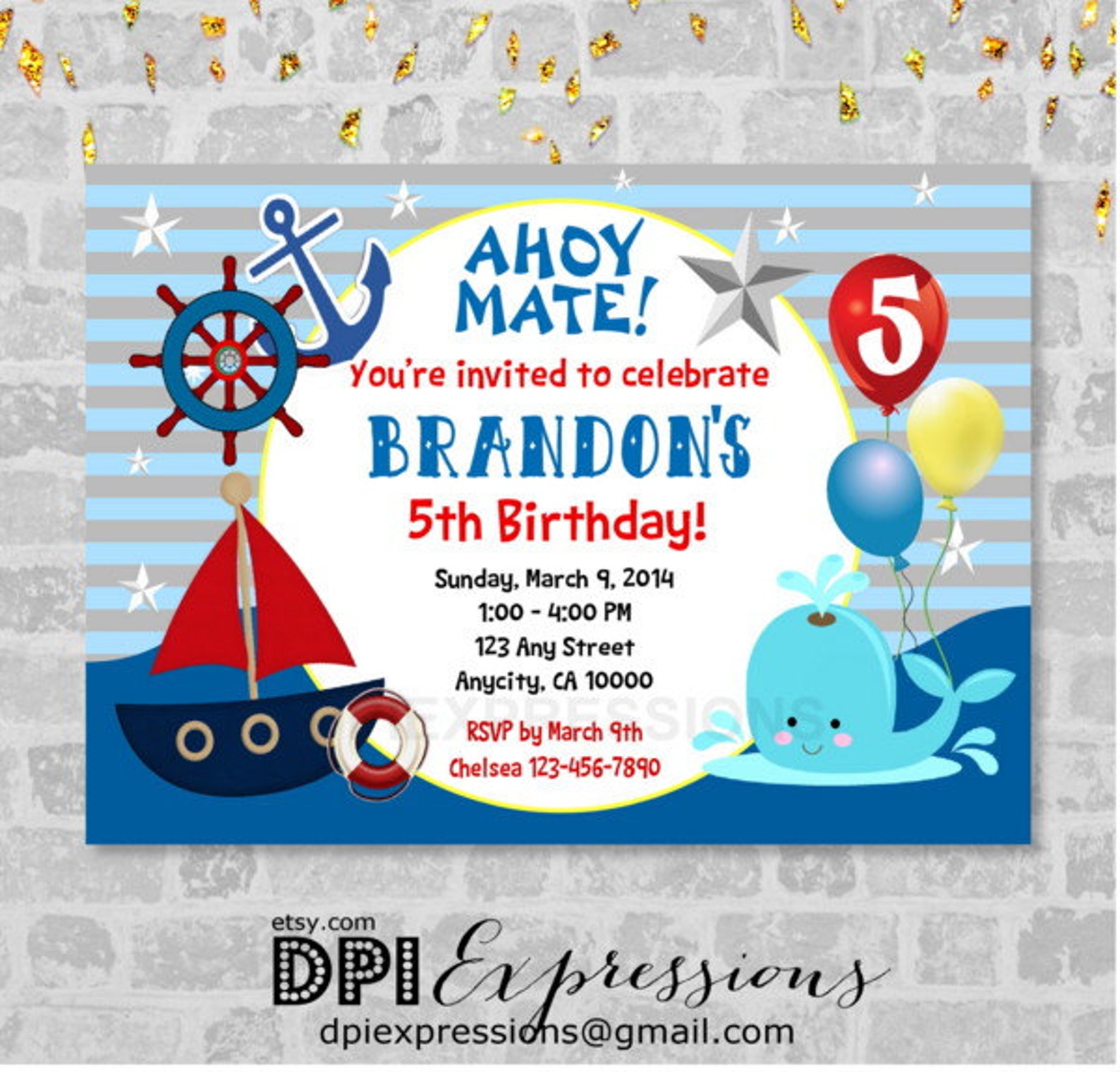 Nautical Invitation Printable Sail Boat Nautical Theme - Etsy