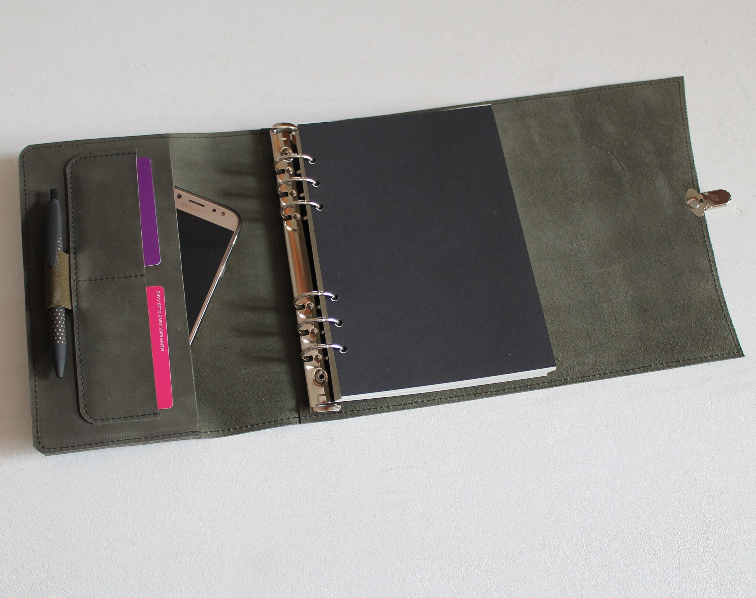 Leder Ringbuch Notizbuch Skizzenbuch A5 dunkelgrün mit | Etsy