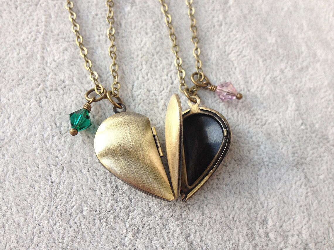 Couples Necklace Personalized Locket Necklace Friendship - Etsy