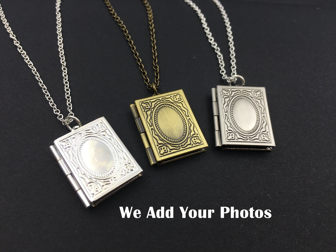 Book Locket Necklace,book Locket With Photo,personalized Locket With ...