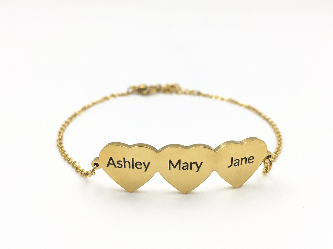 3 Heart Bracelet,three Heart Bracelet,best Friend Bracelet for 3,sister ...