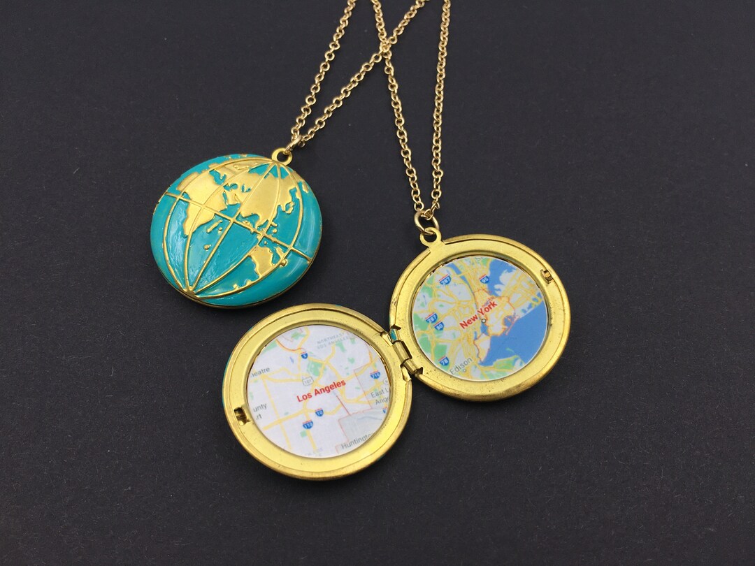 Earth Locket,world Map Locket,globe Locket,long Distance Relationship ...