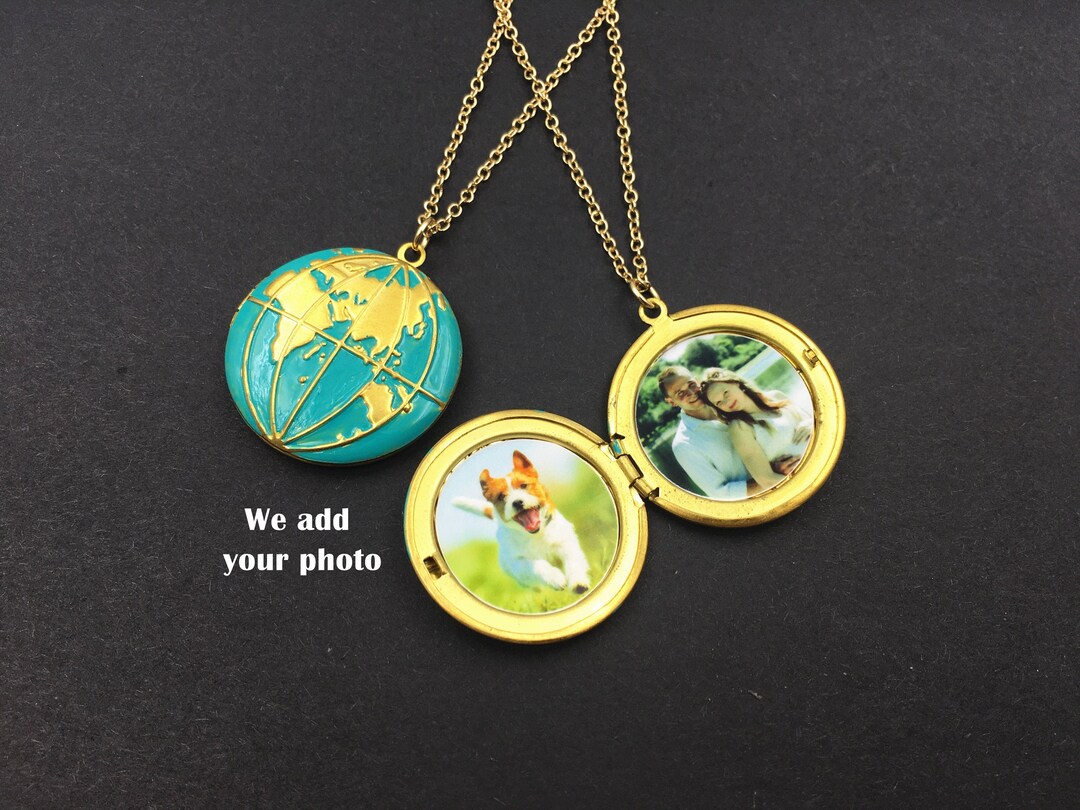 Earth Locket,world Map Locket,globe Locket,long Distance Relationship ...