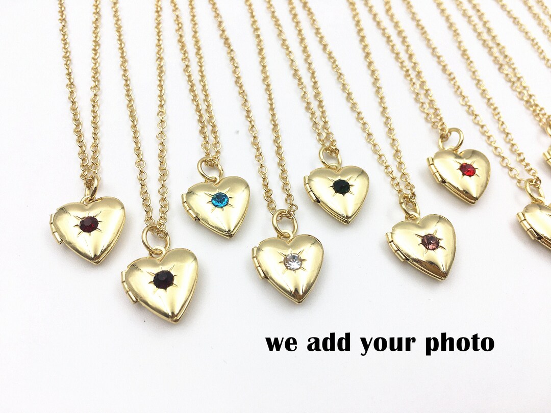 Birthstone Locket Necklace,birthstone Heart Locket,tiny Locket With ...