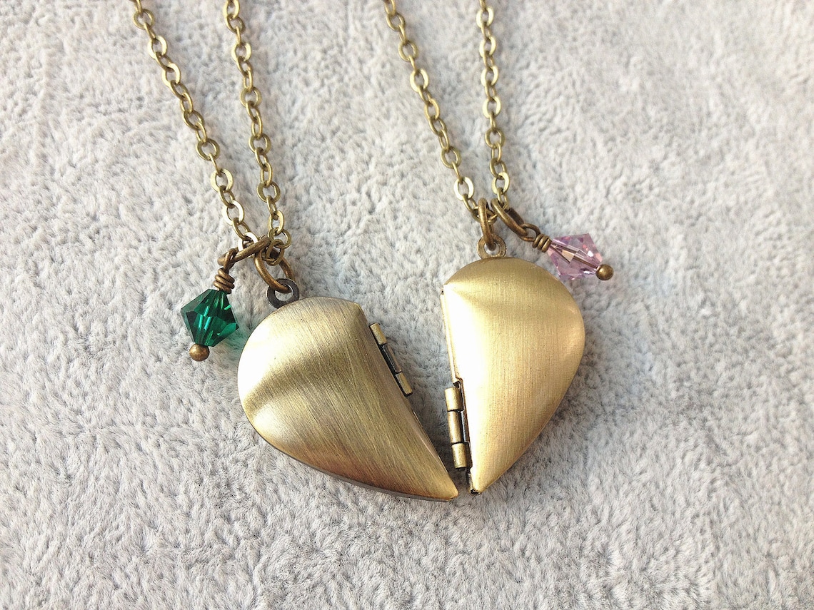 Couples Necklace, Personalized Locket Necklace, Friendship Necklace for ...