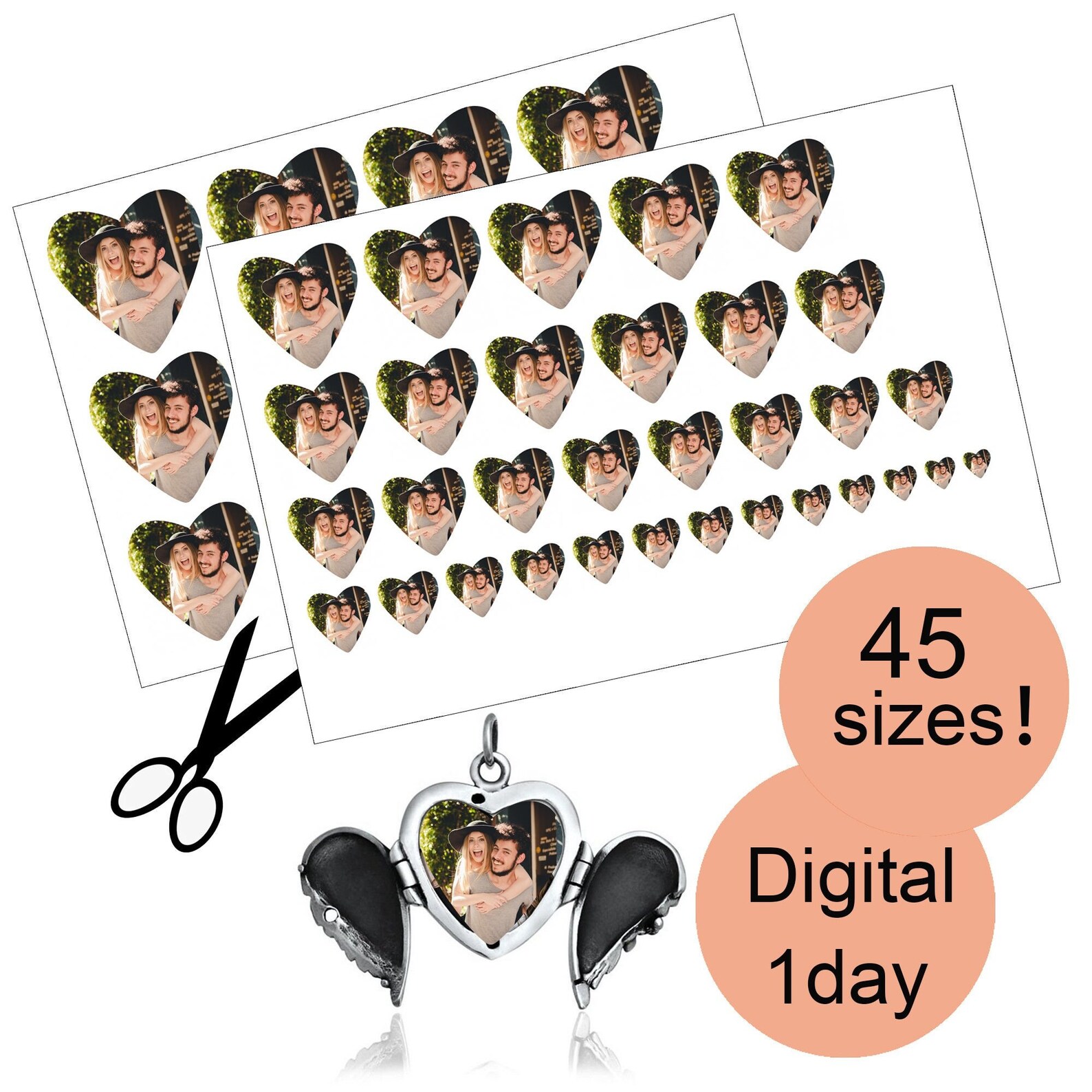 Digital Locket Size Photos 45 Sizeslocket Photo Printslocket - Etsy