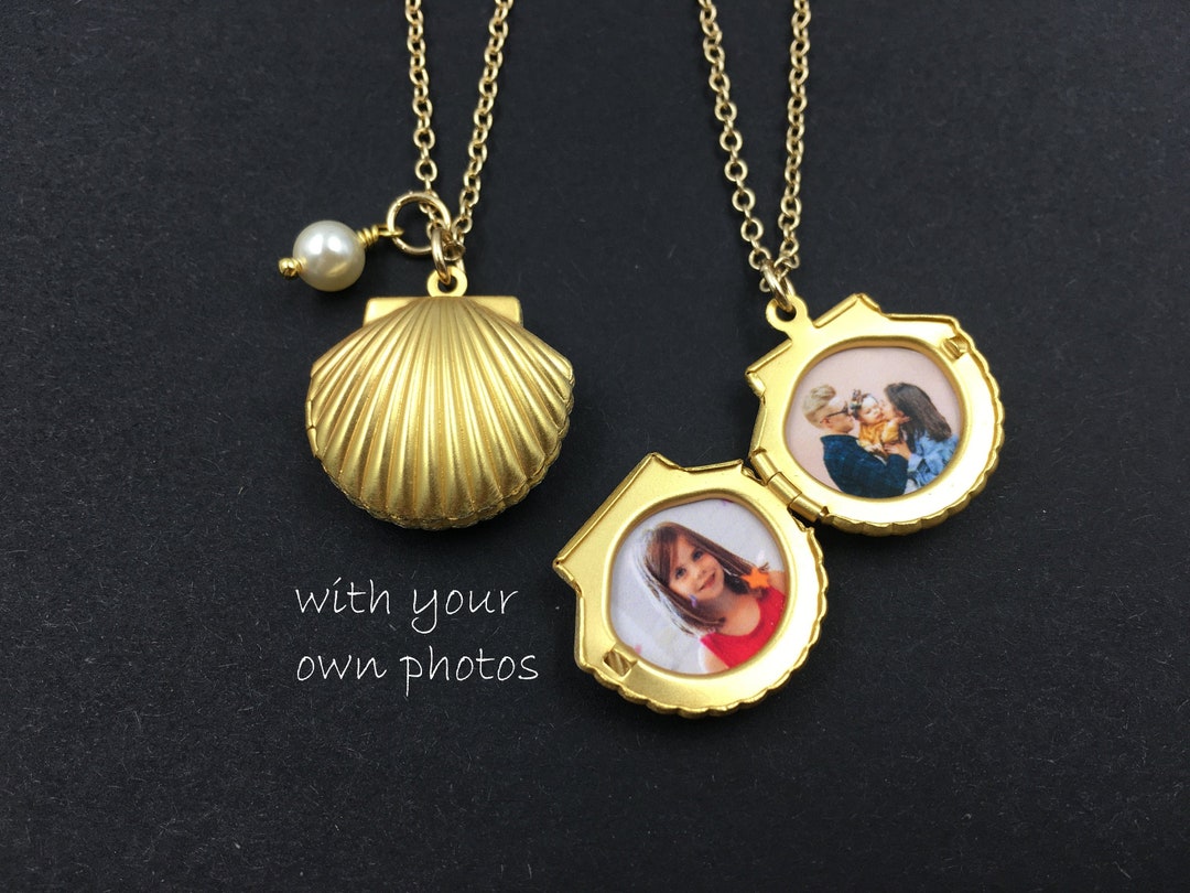 Mermaid Locket Necklace,shell Locket Necklace,sea Shell Locket ...