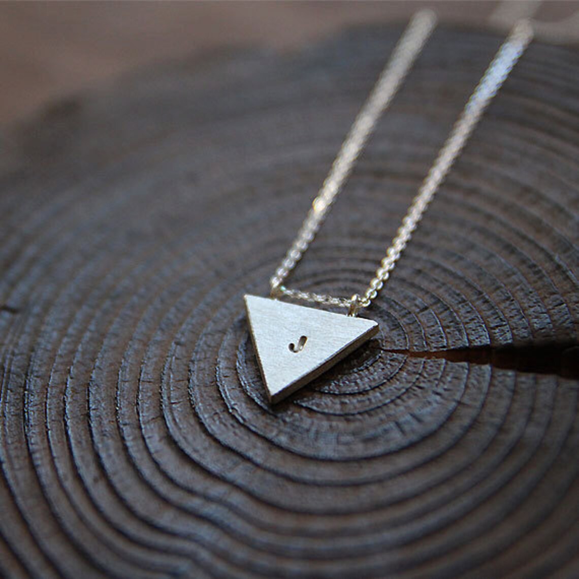 Triangle Initial Necklace Sterling Silver Triangle Necklace - Etsy