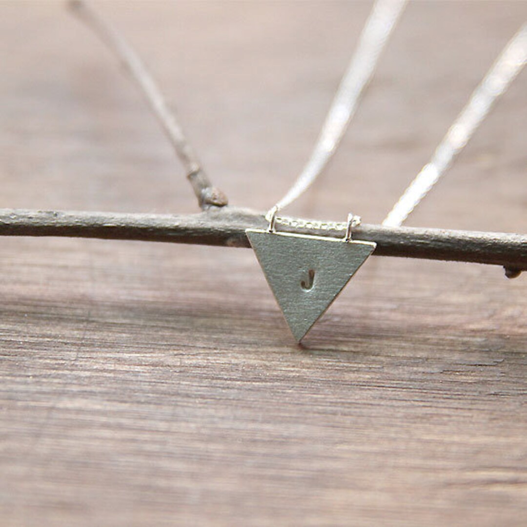 Triangle Initial Necklace, Sterling Silver Triangle Necklace ...