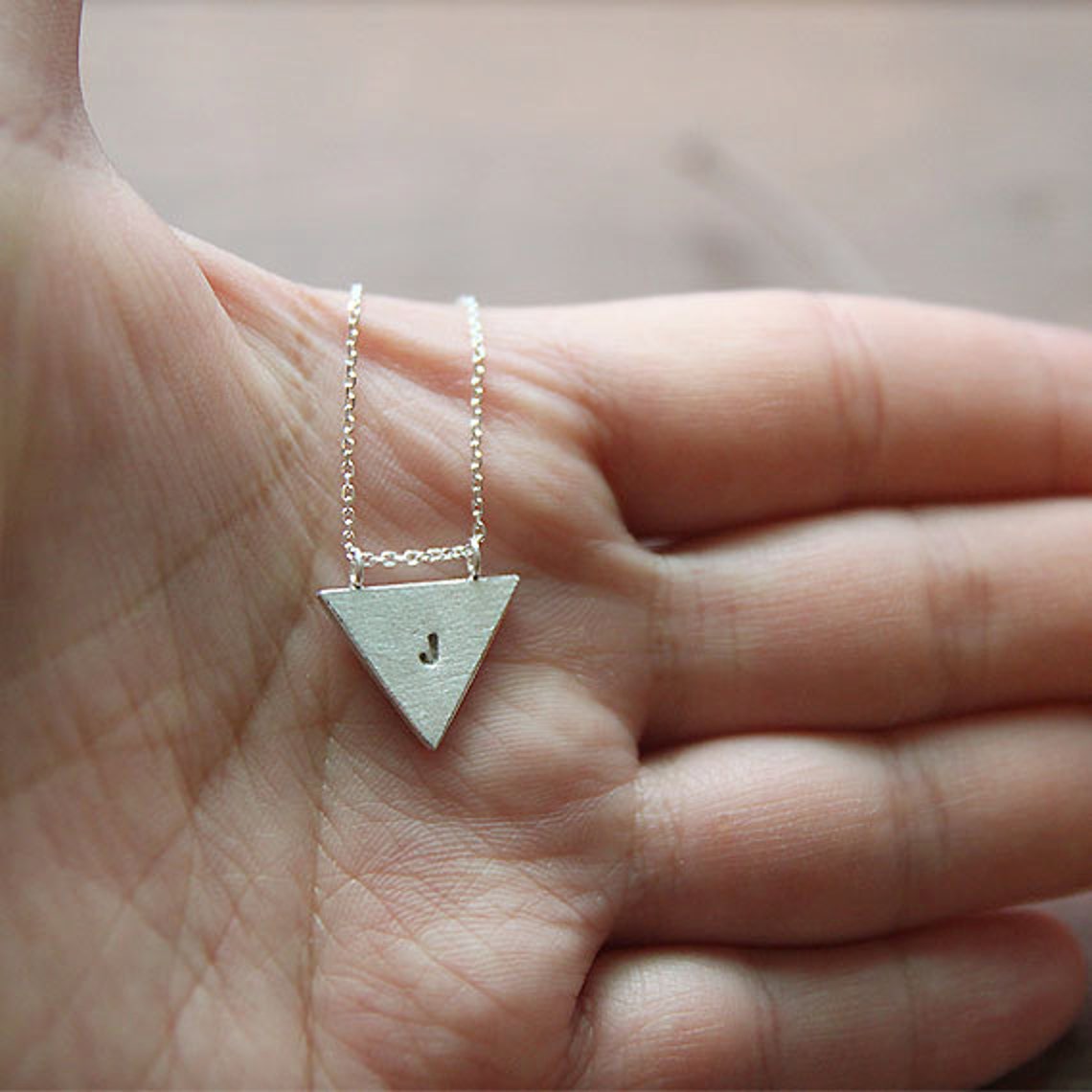 Triangle Initial Necklace Sterling Silver Triangle Necklace - Etsy