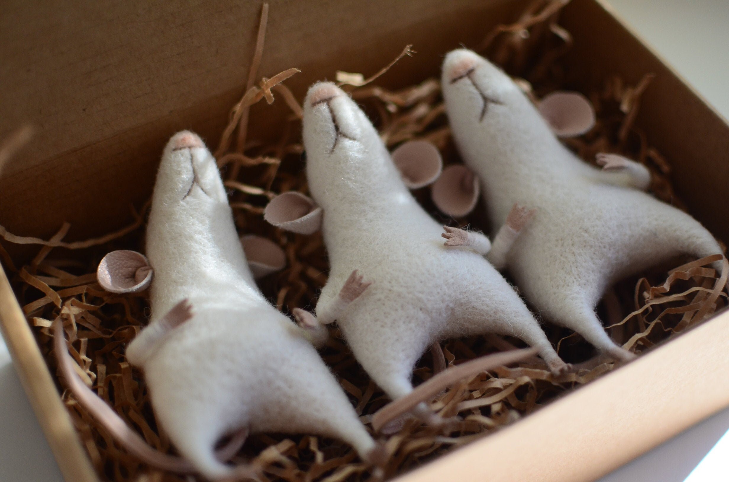 Felt mouse white felted mouse miniature mouse mouse's | Etsy