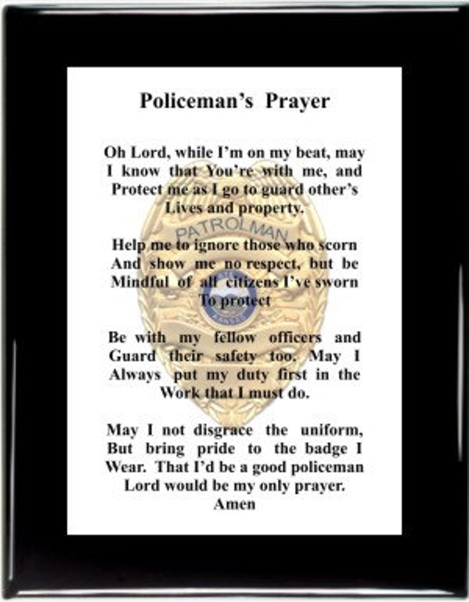 Policeman's Prayer 1011 Law Enforcement Law Enforcement | Etsy