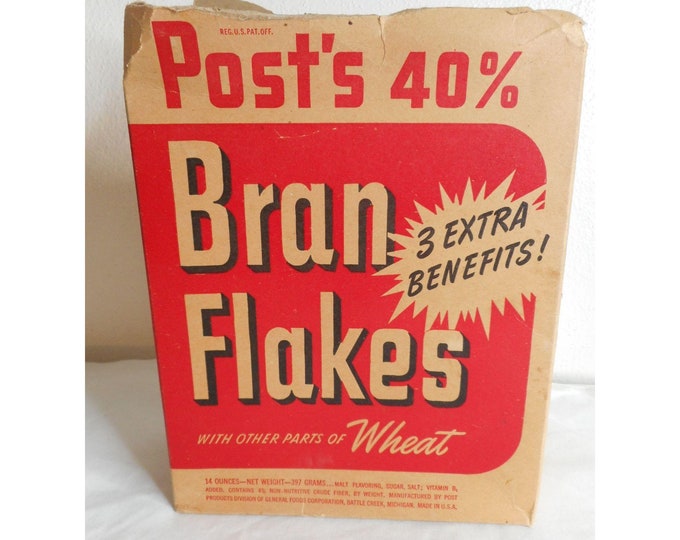 1940s Vintage Post's Bran Flakes Cereal Box No Top - Etsy