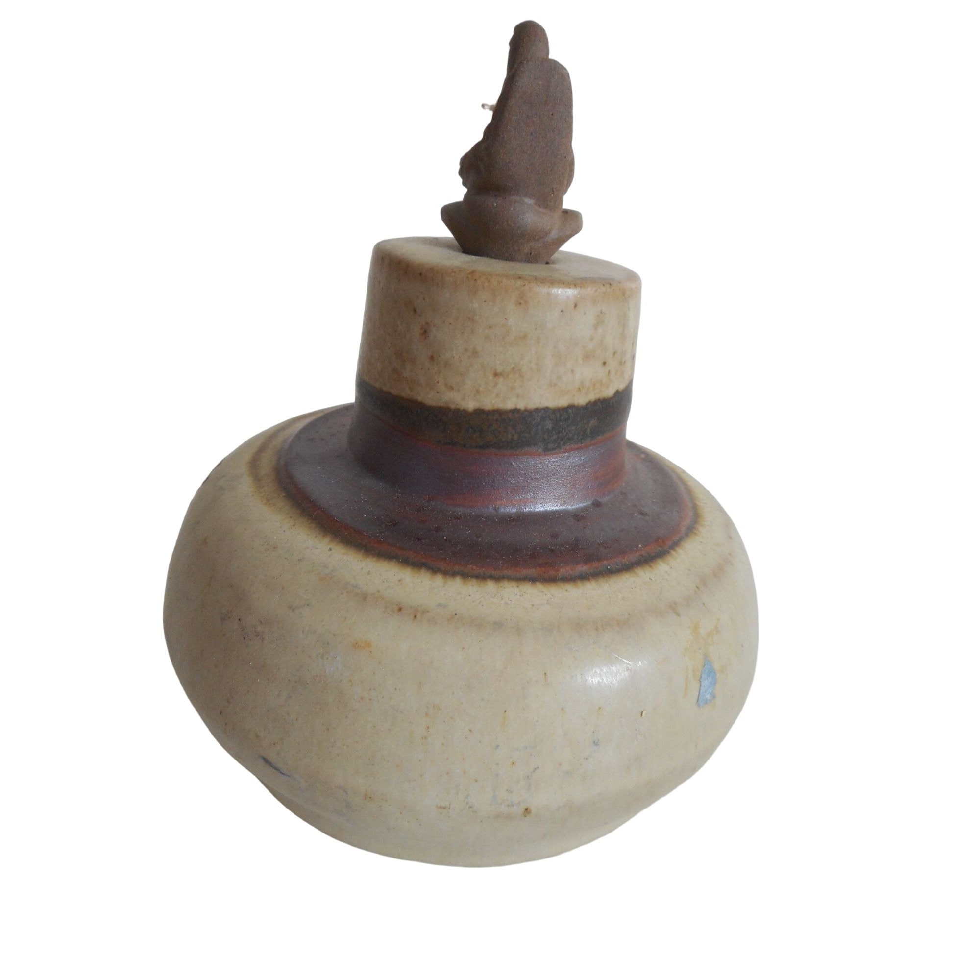 Vintage 1985 Flat Earth Pottery Duck Wick Topper Oil Lamp Vase Artist ...