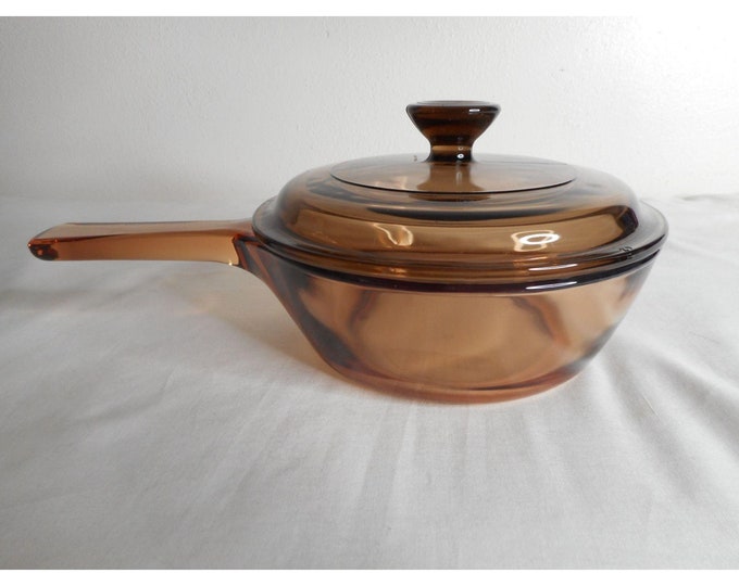 Vintage Corning Vision Cookware .5 Litre Small Sauce Pan & Lid Amber ...