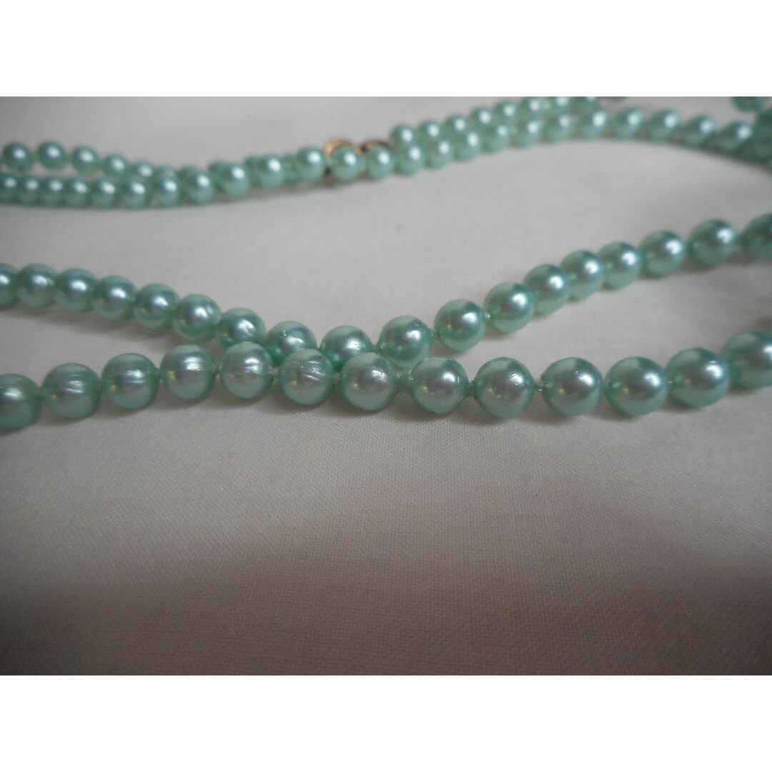 Pastel Blue Faux Pearl 29" Necklace Strand Costume Jewelry Estate Find ...