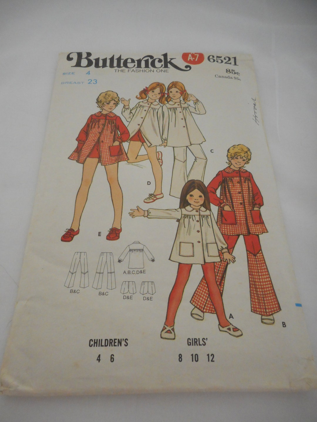 Sewing Pattern for Girls Vintage 1970s Girls Size 4 Cut Butterick ...