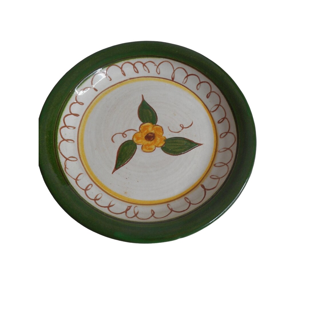 Vintage 1940s Stangl Terra Rose Yellow Green Floral Coaster Trinket ...