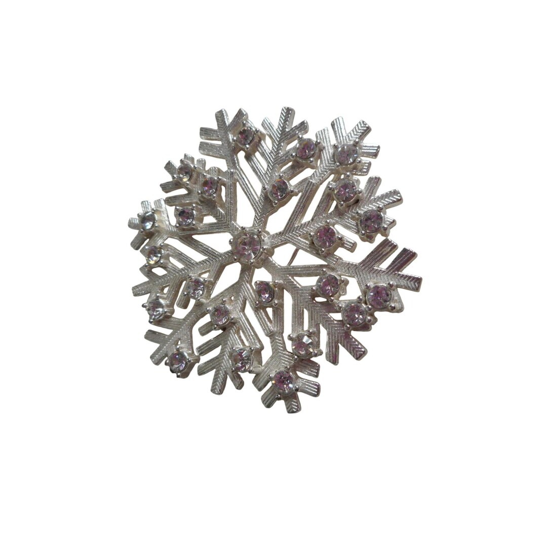 Costume Silver "rhinestone" Snowflake Brooch Pin Jewelry - Etsy